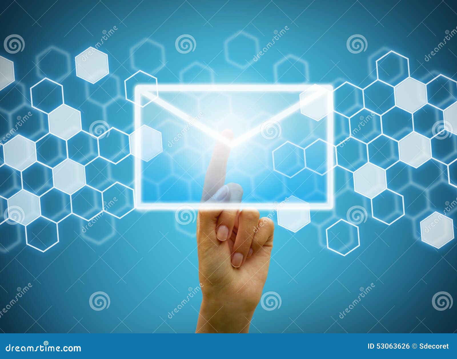 Woman Hand Touching Digital Screen Stock Illustration - Illustration of ...