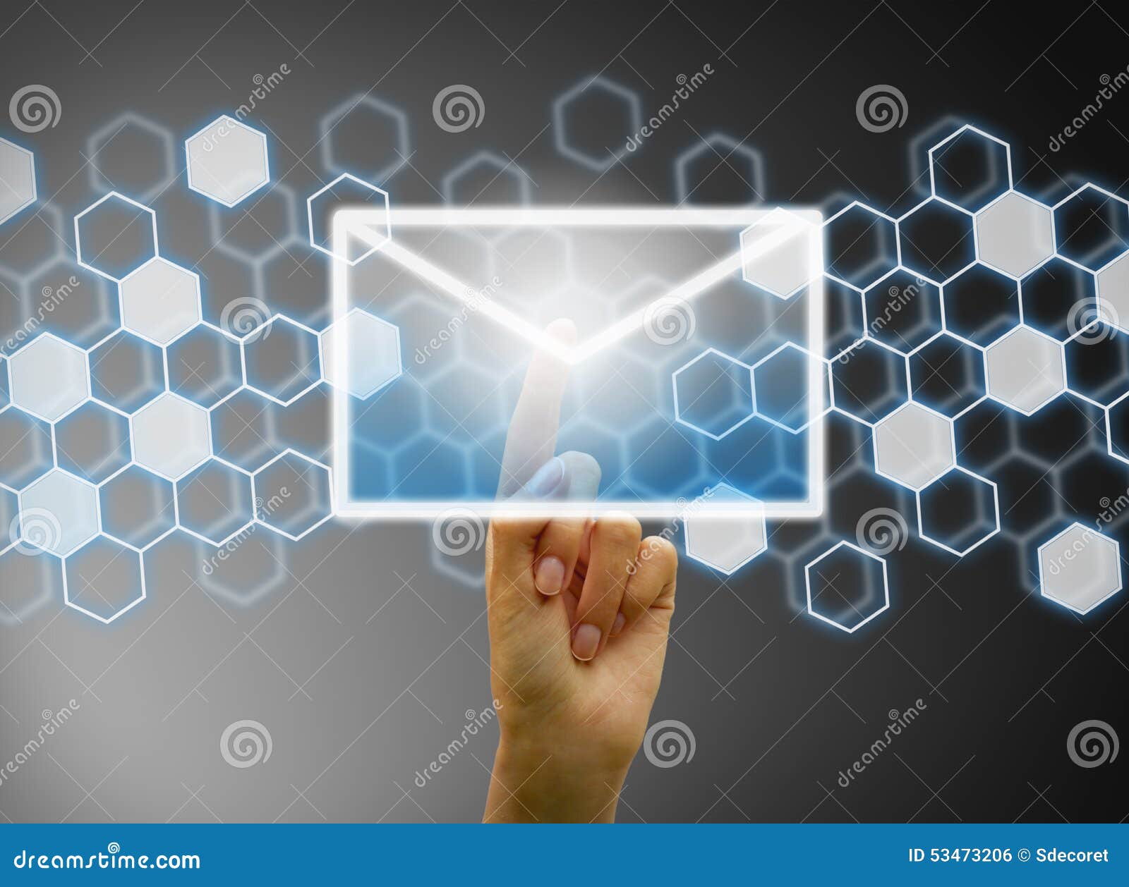 Woman Hand Touching Digital Screen Stock Illustration - Illustration of ...