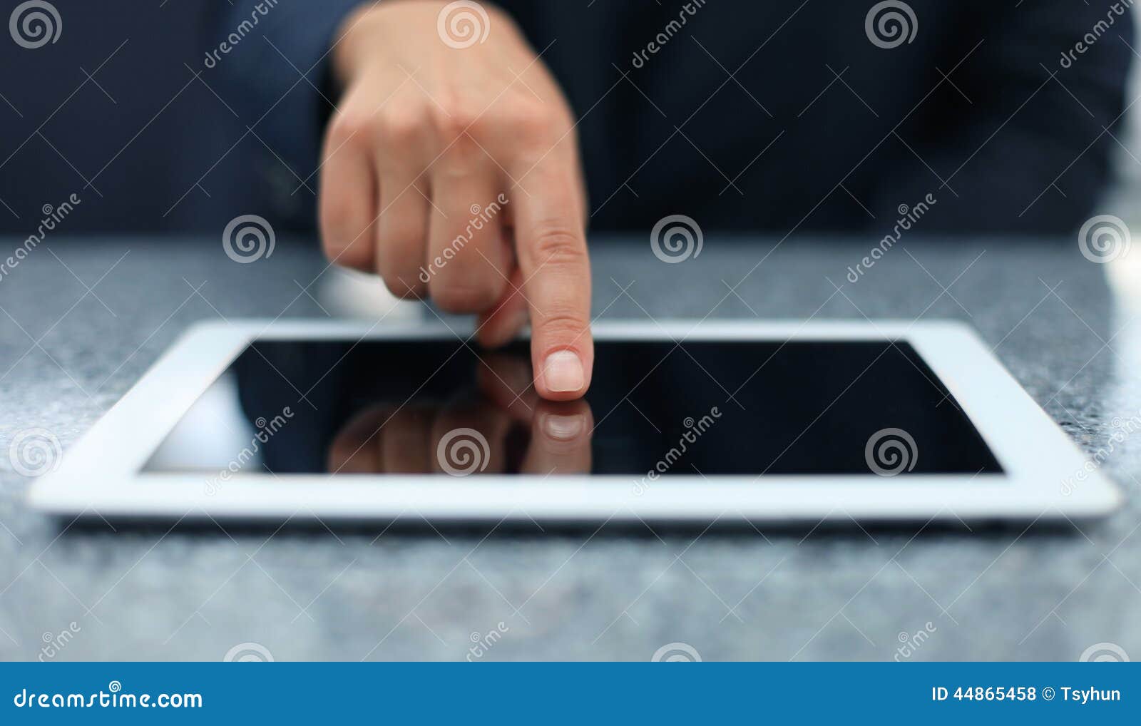 Woman Hand Touching Screen on Modern Digital Tablet Stock Photo - Image ...