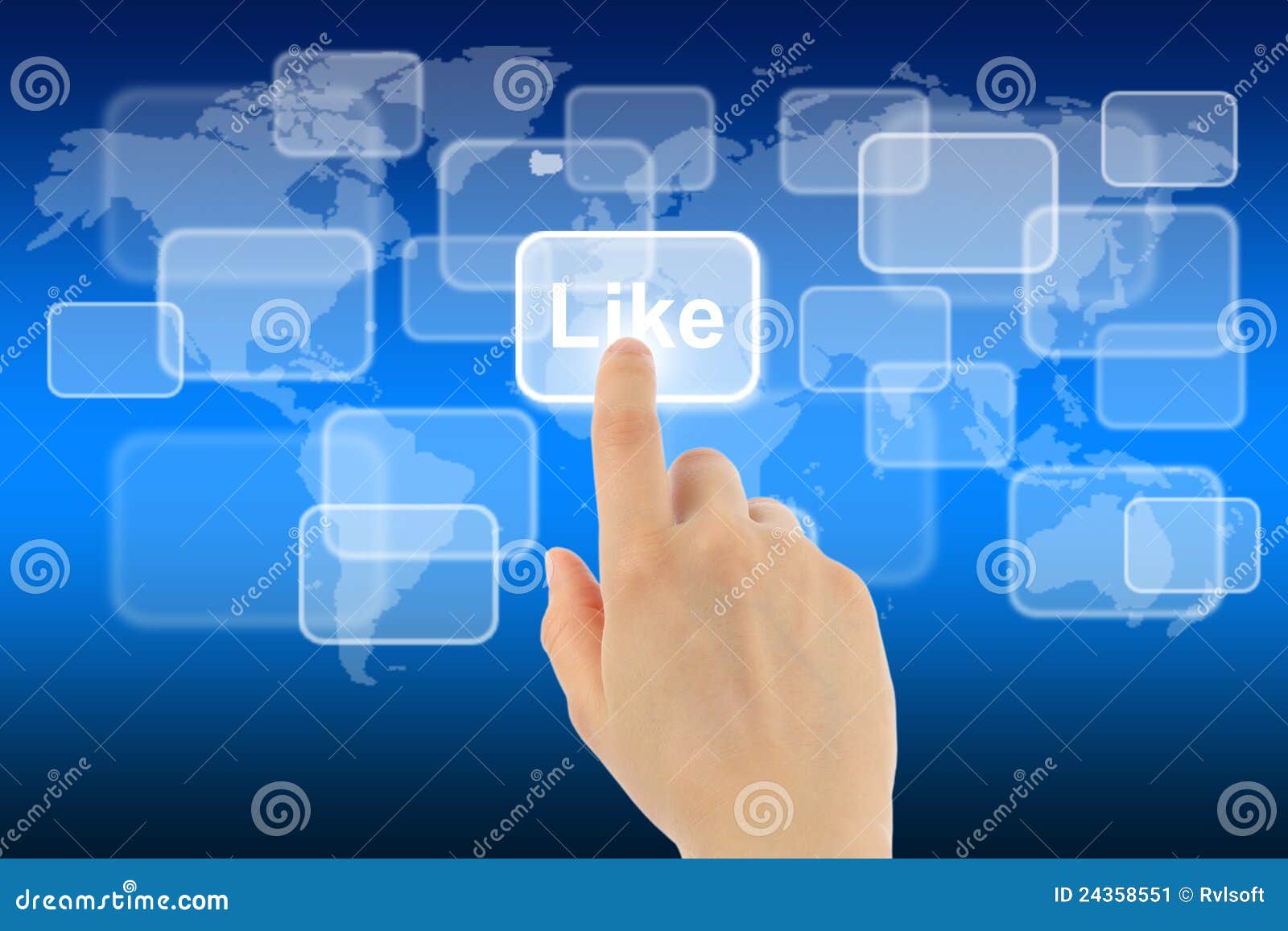 Like Button Of Social Media. Portrait Of Pretty Woman With Fancy Red ...