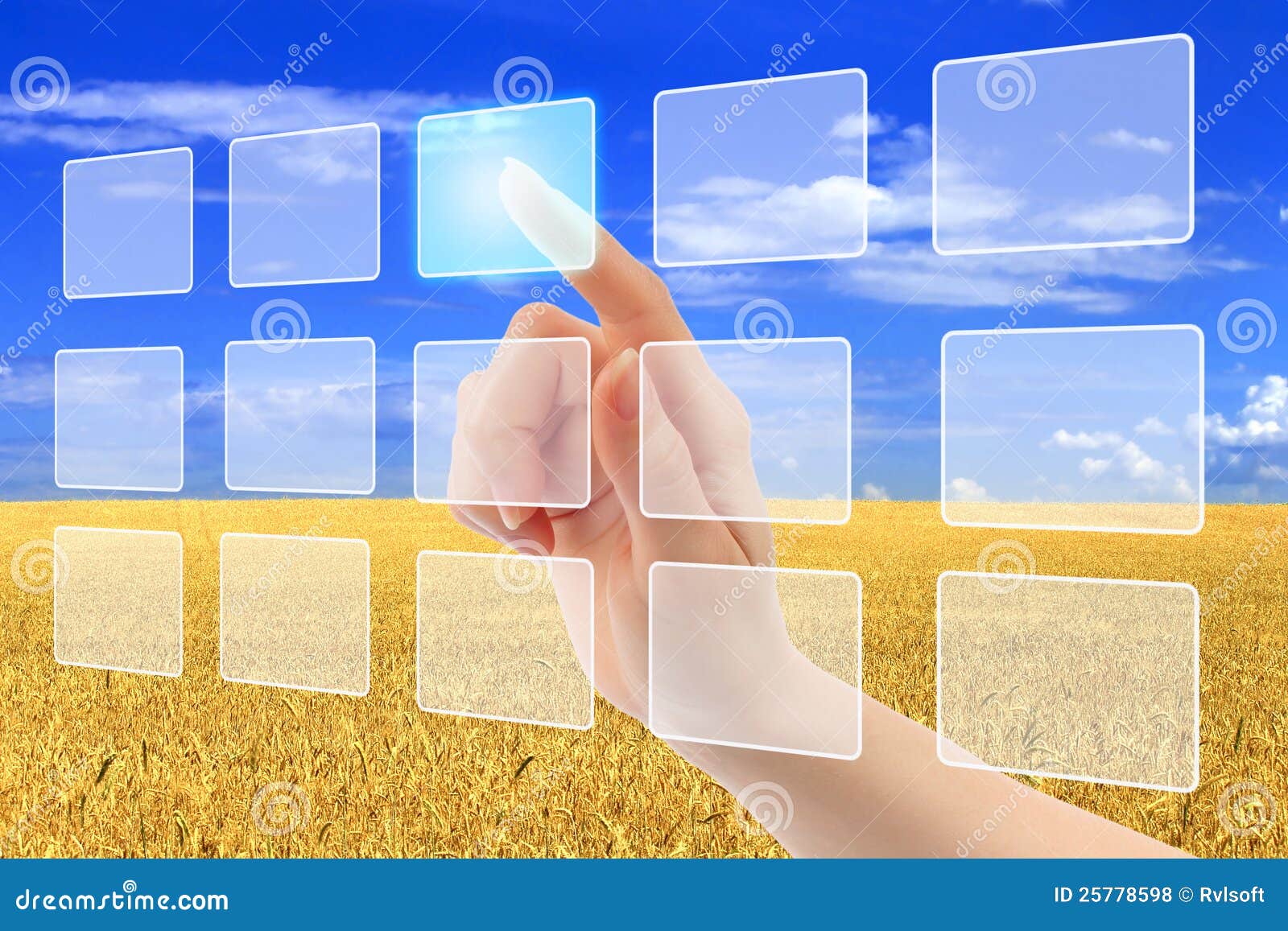 Woman Hand Uses Touch Screen Interface Stock Photo - Image of human ...