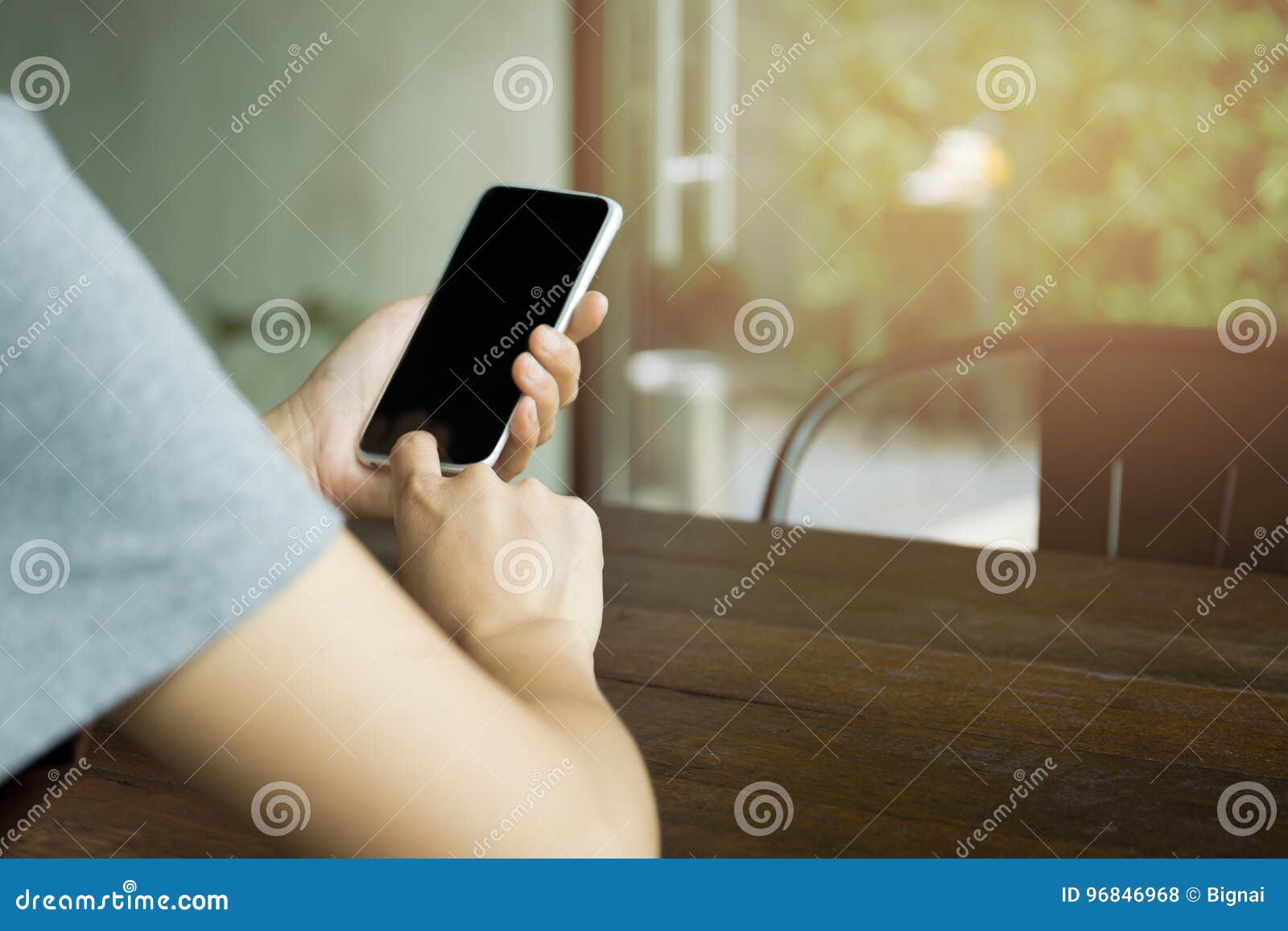 Woman Hand Using Cell Phone Stock Photo - Image of finger, device: 96846968