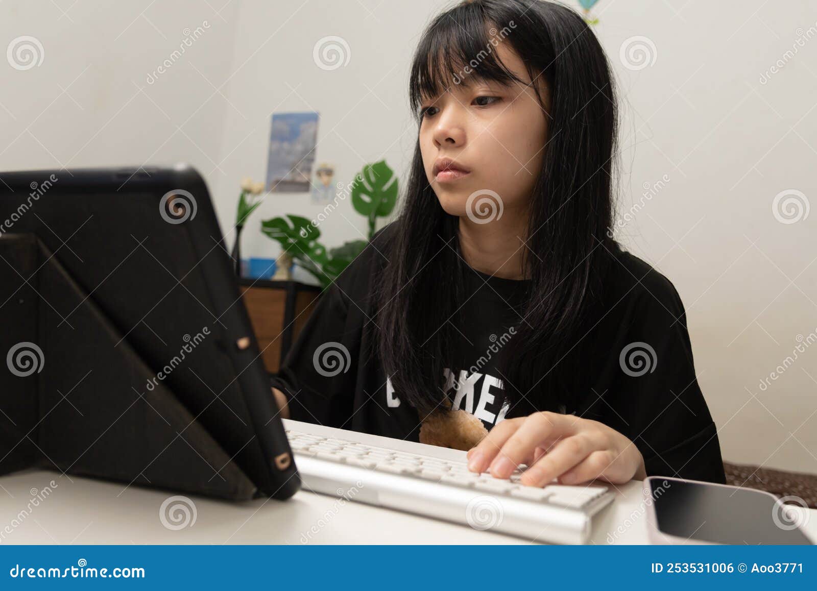 Woman Hand Using Keyboard Computer Laptop Internet Communication Social ...