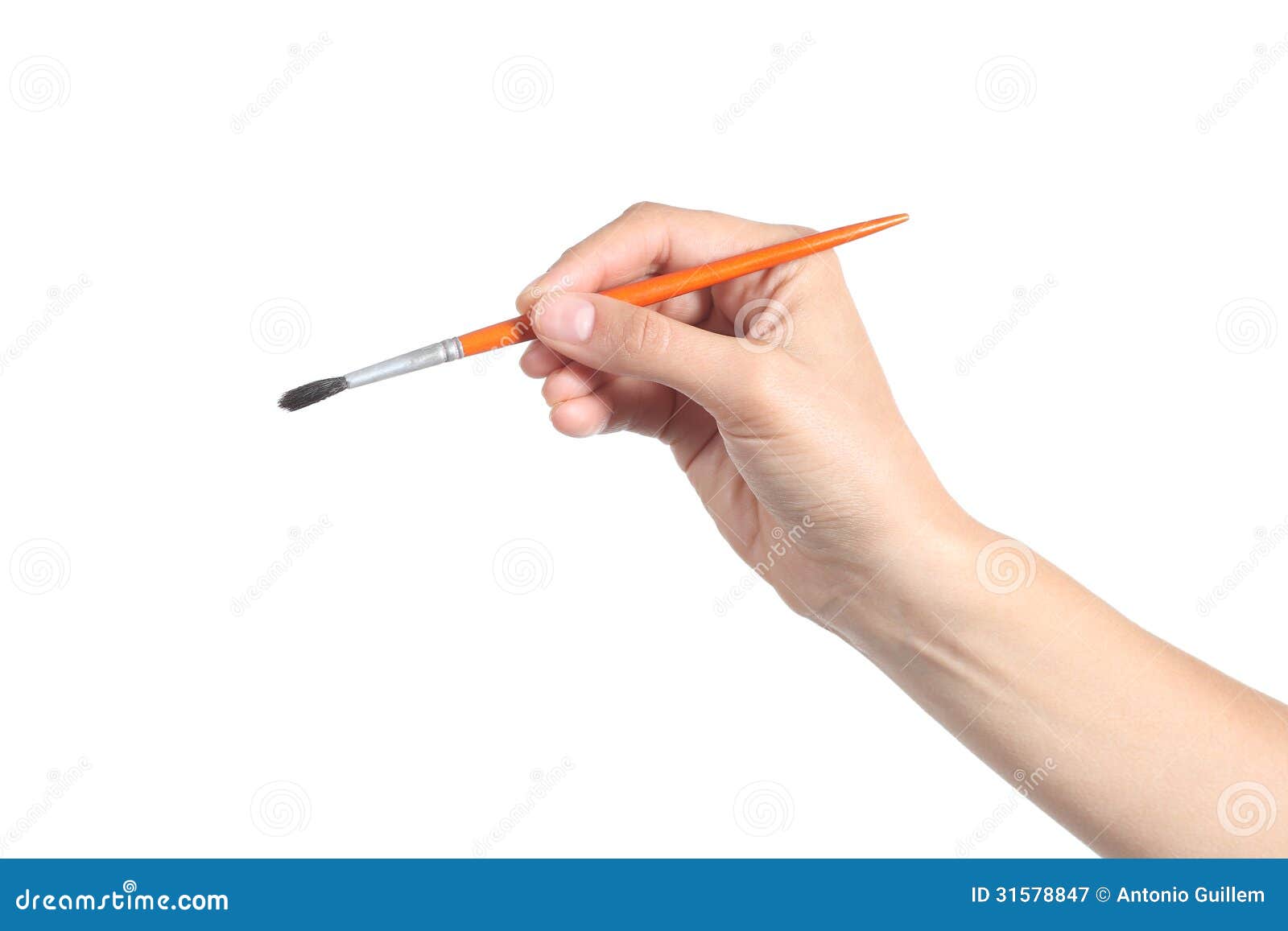 Woman Hand Using a Little Paintbrush Stock Image - Image of background ...