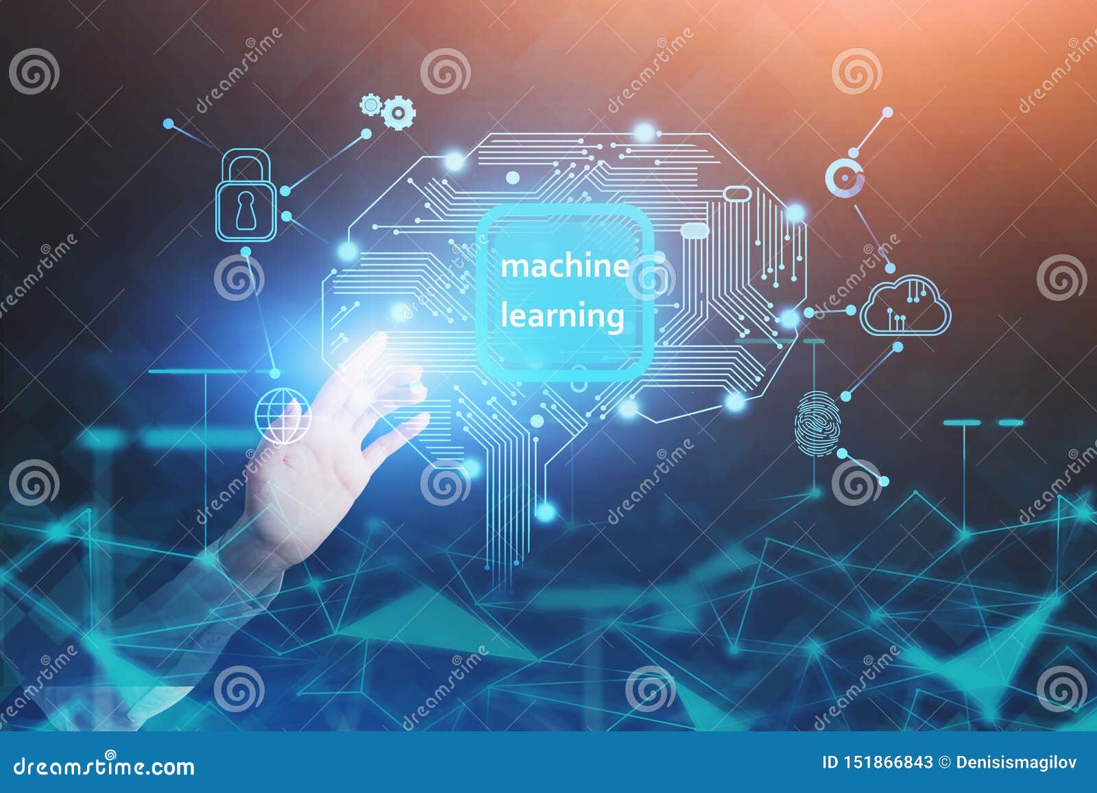 Woman Hand Using Machine Learning Interface Stock Image - Image of ...