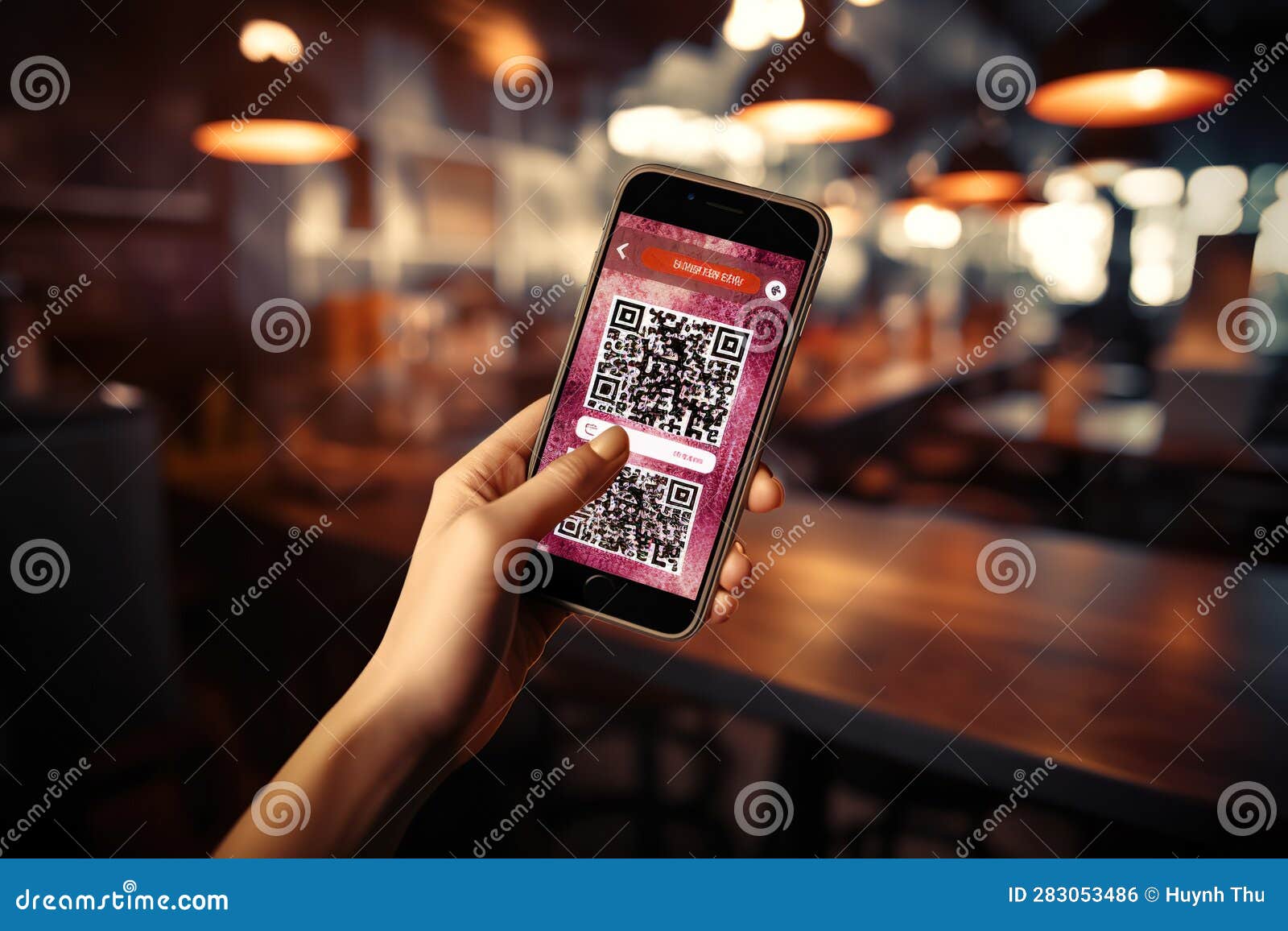 Woman Hand-using Mobile Phone Paying Via Mobile QR Code Stock ...