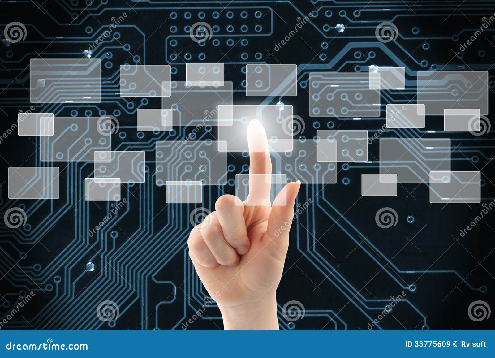 Woman Hand Using Touch Screen Interface Stock Image - Image of ...