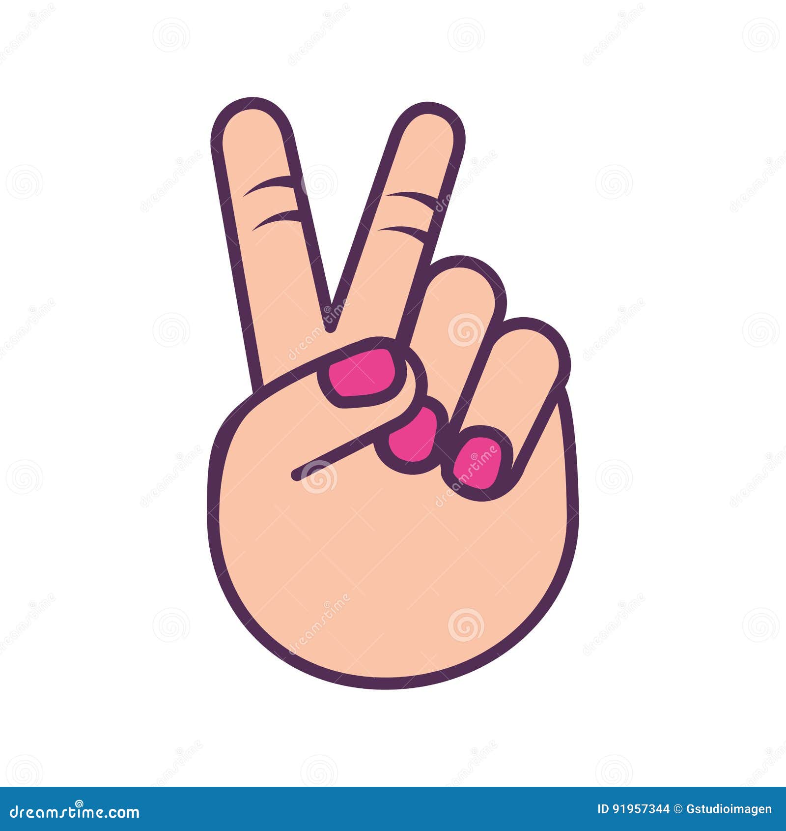 Woman Hand With Victory Sign Stock Vector Illustration Of Adult