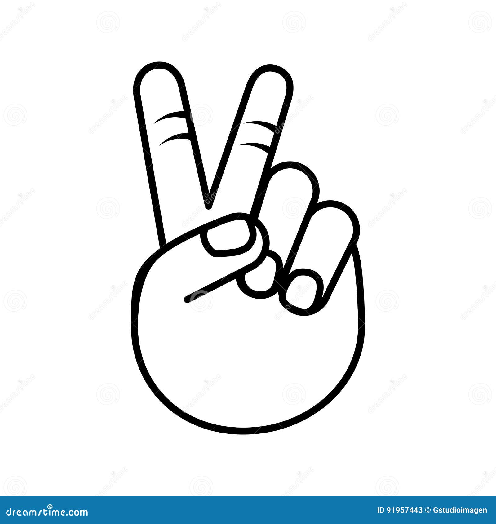 Woman Hand with Victory Sign Stock Vector - Illustration of adult ...