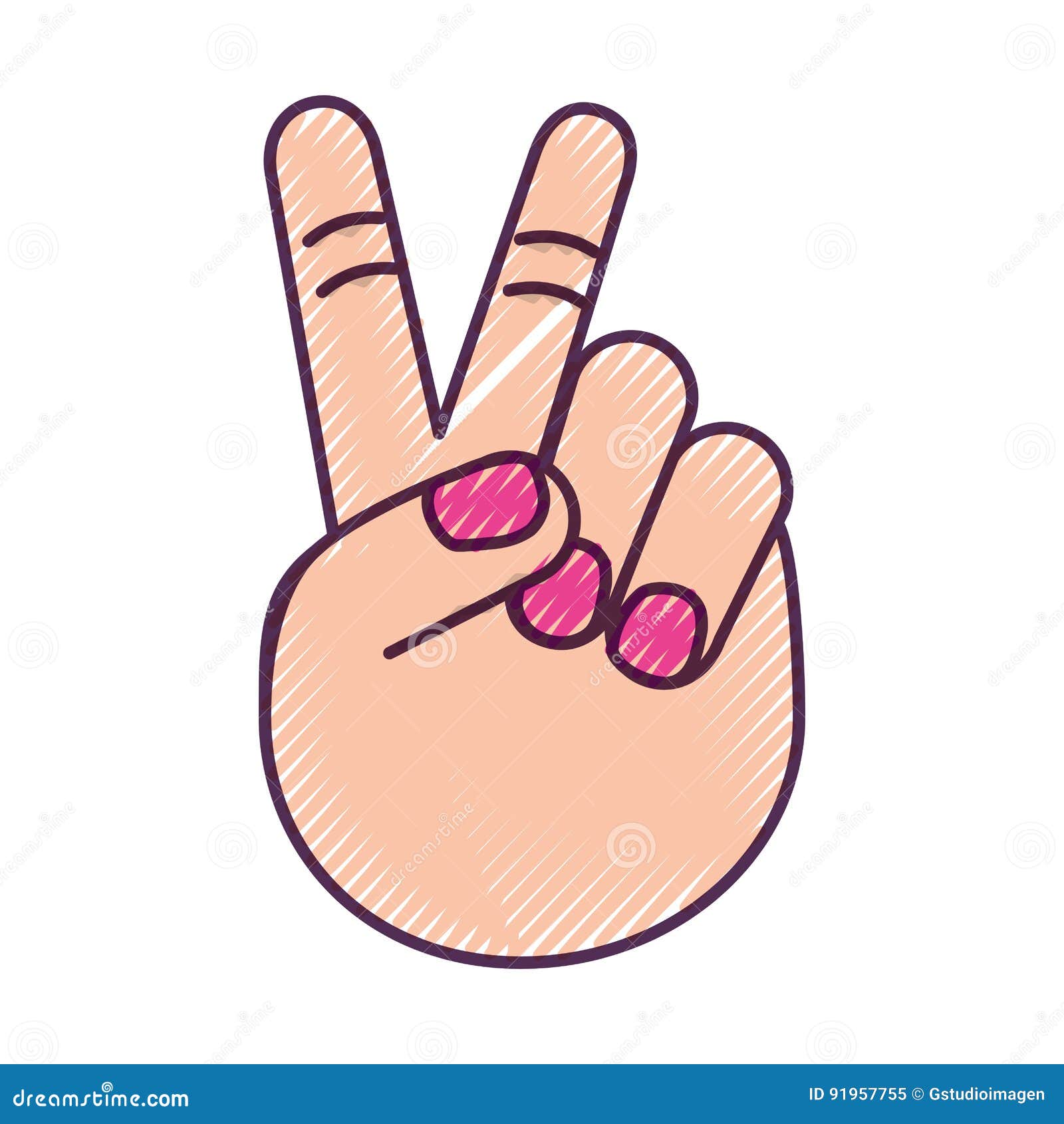 Woman Hand With Victory Sign Stock Vector Illustration Of Sign