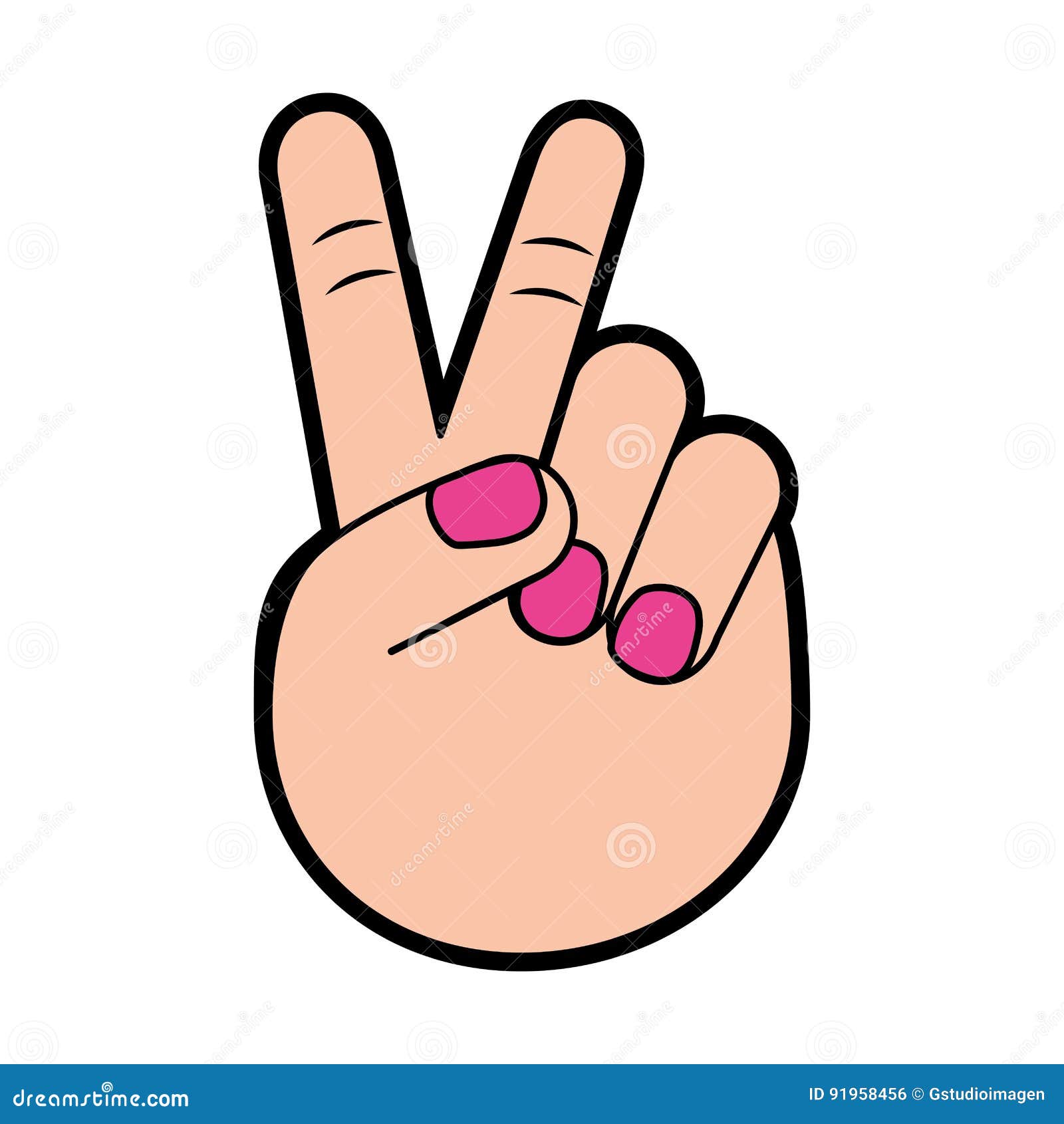Woman Hand with Victory Sign Stock Vector - Illustration of hand, love ...