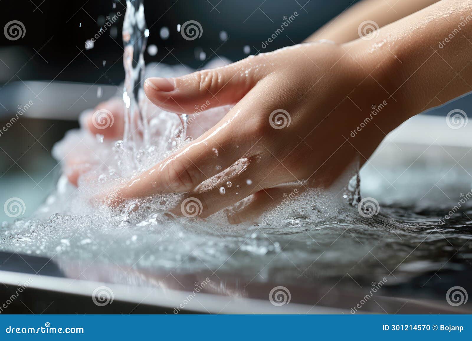 Woman Hand Washing with Foam. AI Generative Stock Illustration ...