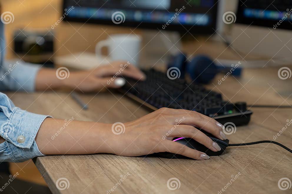 Woman Hand Working with Computer Keyboard Stock Photo - Image of ...