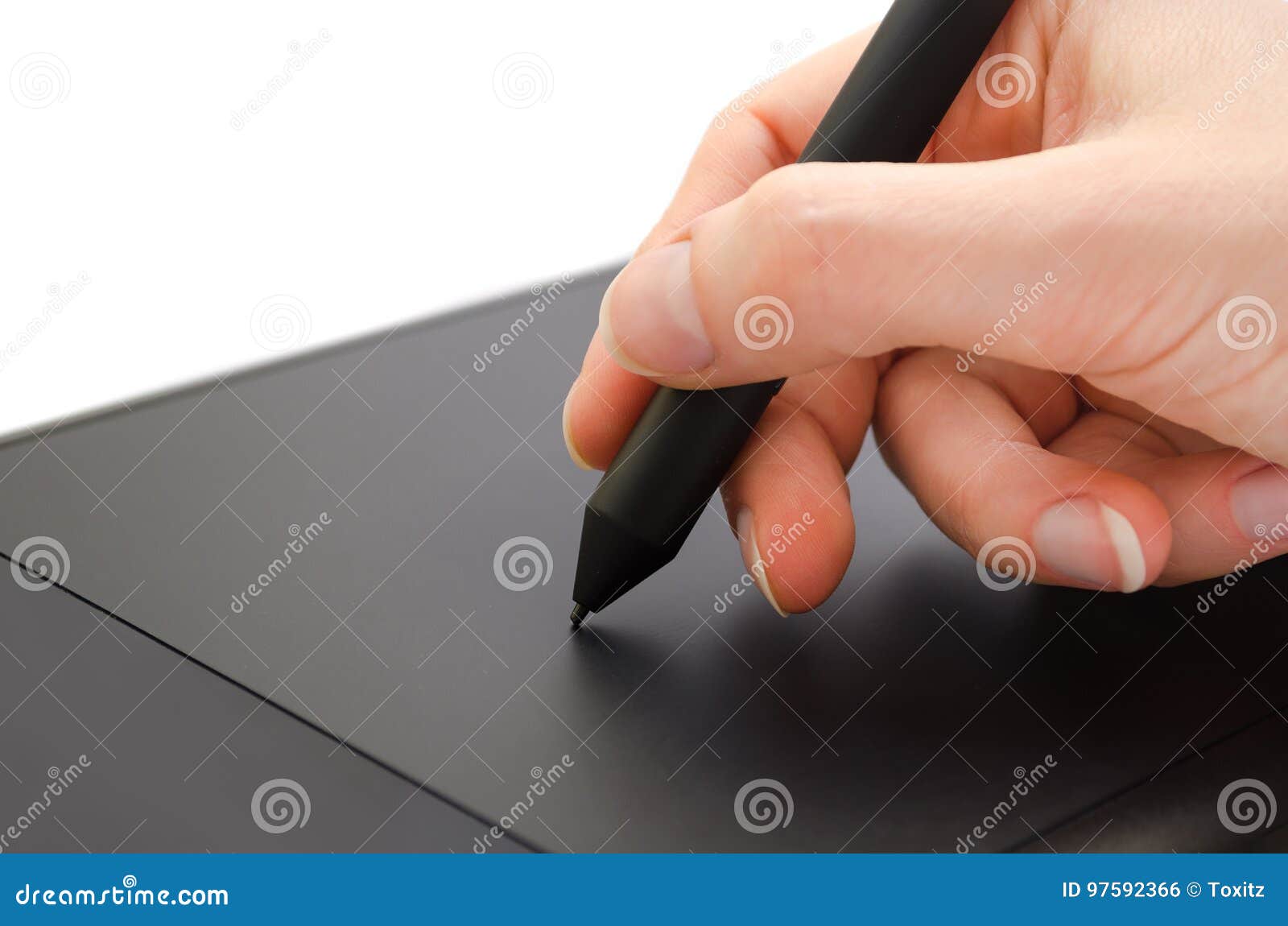 Woman Hand Working at Digital Pad. Stock Photo - Image of painting ...