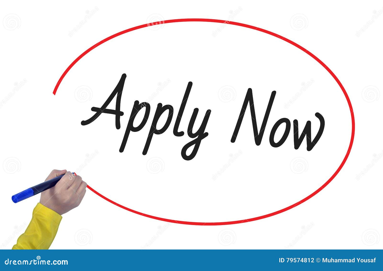 Woman Hand Writing Apply Now with Marker Stock Photo - Image of ...