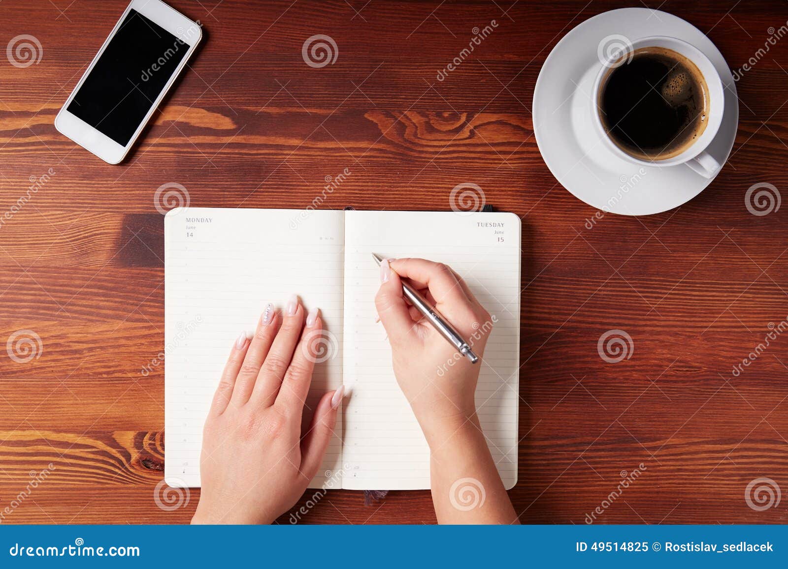 Woman Hand Writing in a Diary Stock Image - Image of hand, education ...