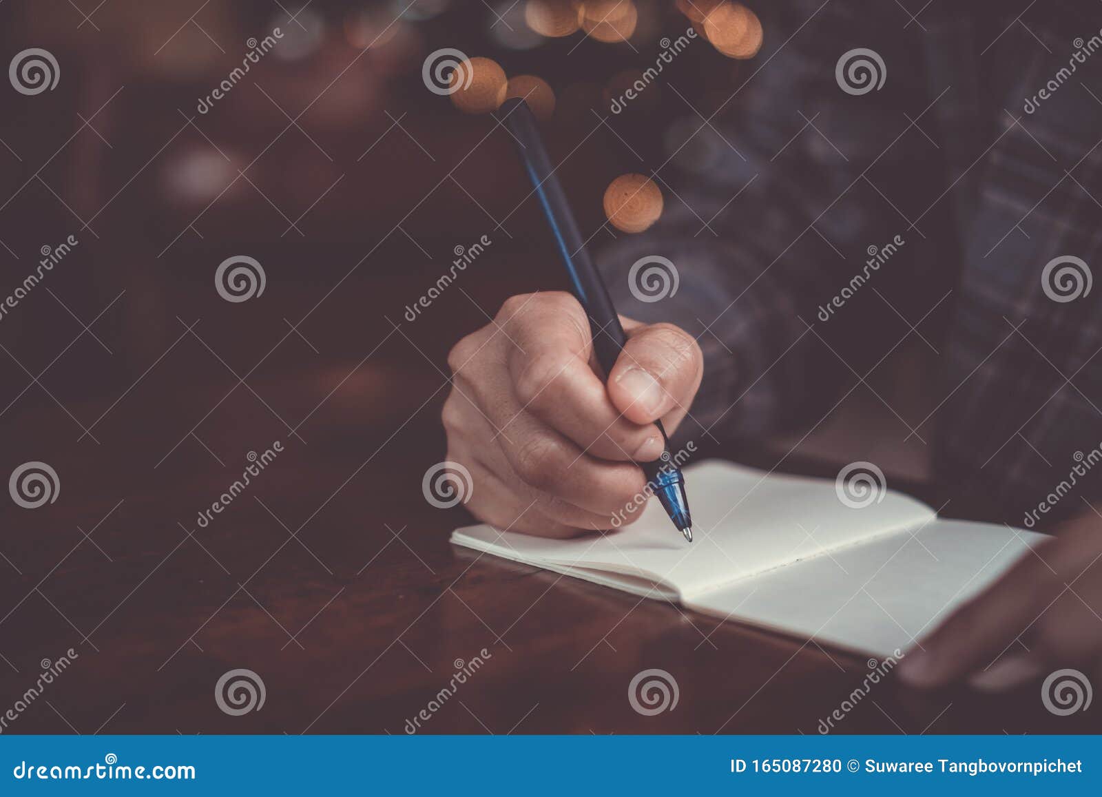 Woman Hand Writing Down in Small White Memo Notebook for Take a Note ...