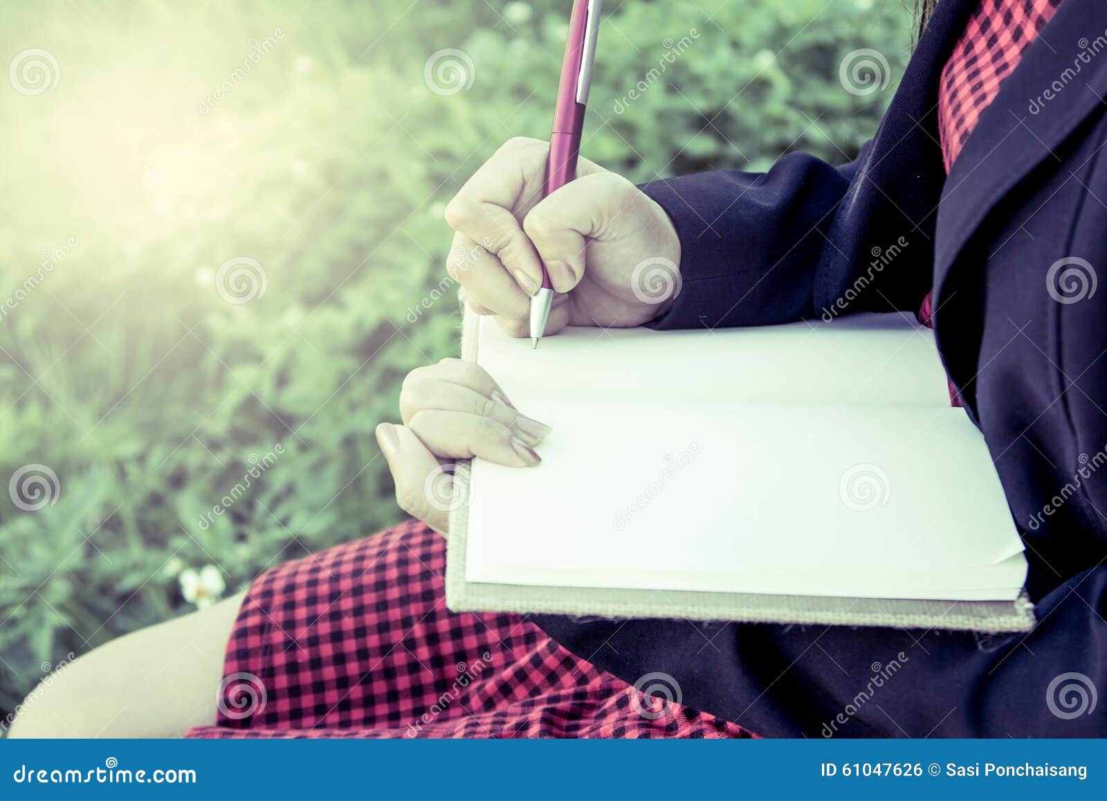 Woman Hand Writing Her Notebook in the Garden Stock Photo - Image of ...