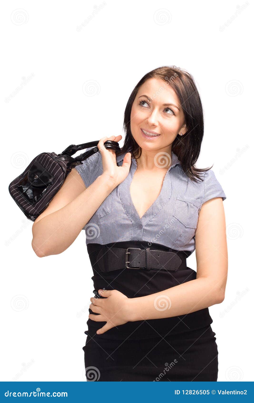 Woman with handbag stock image. Image of belt, purse - 12826505