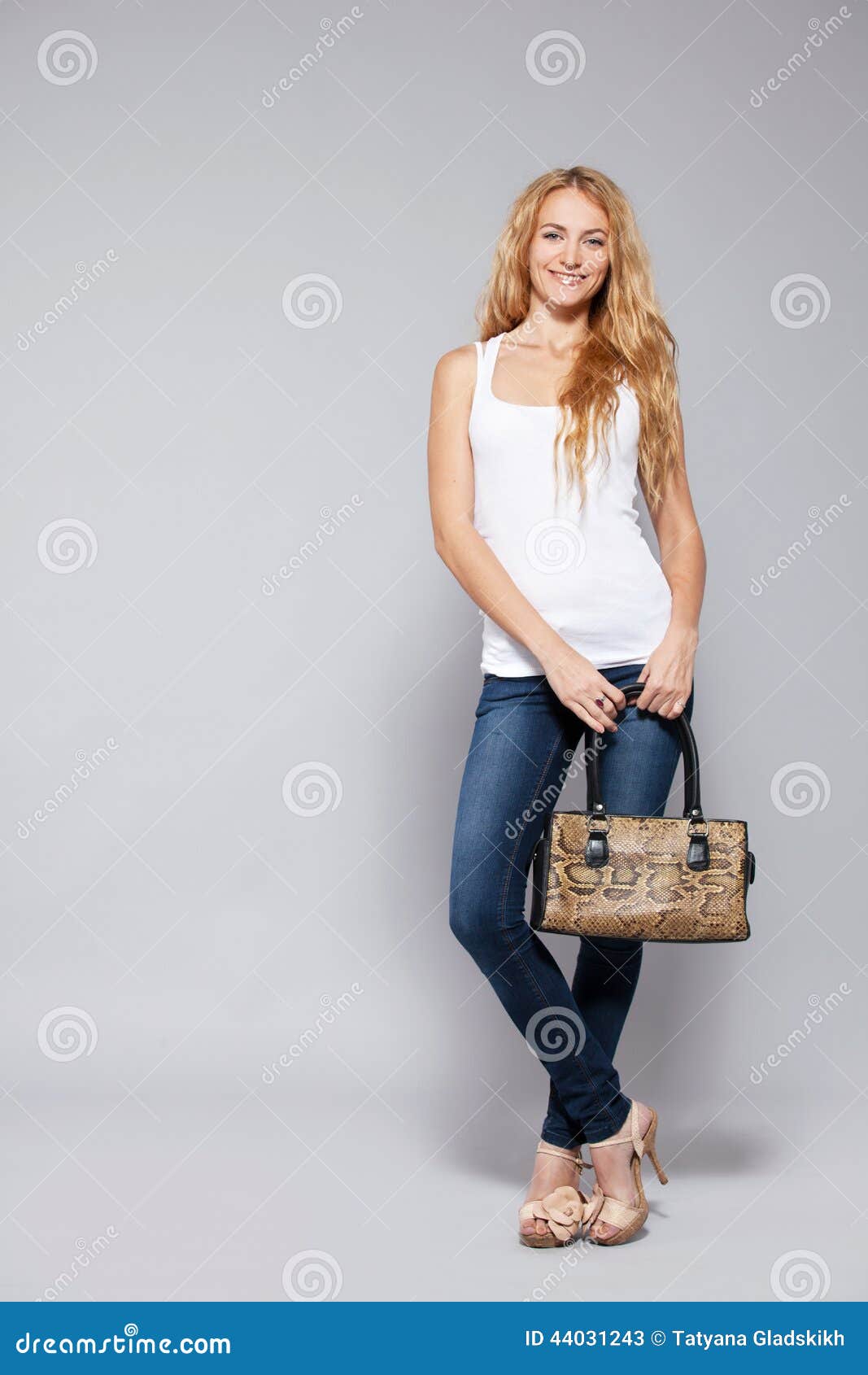 Woman with handbag stock image. Image of enjoyment, money - 44031243