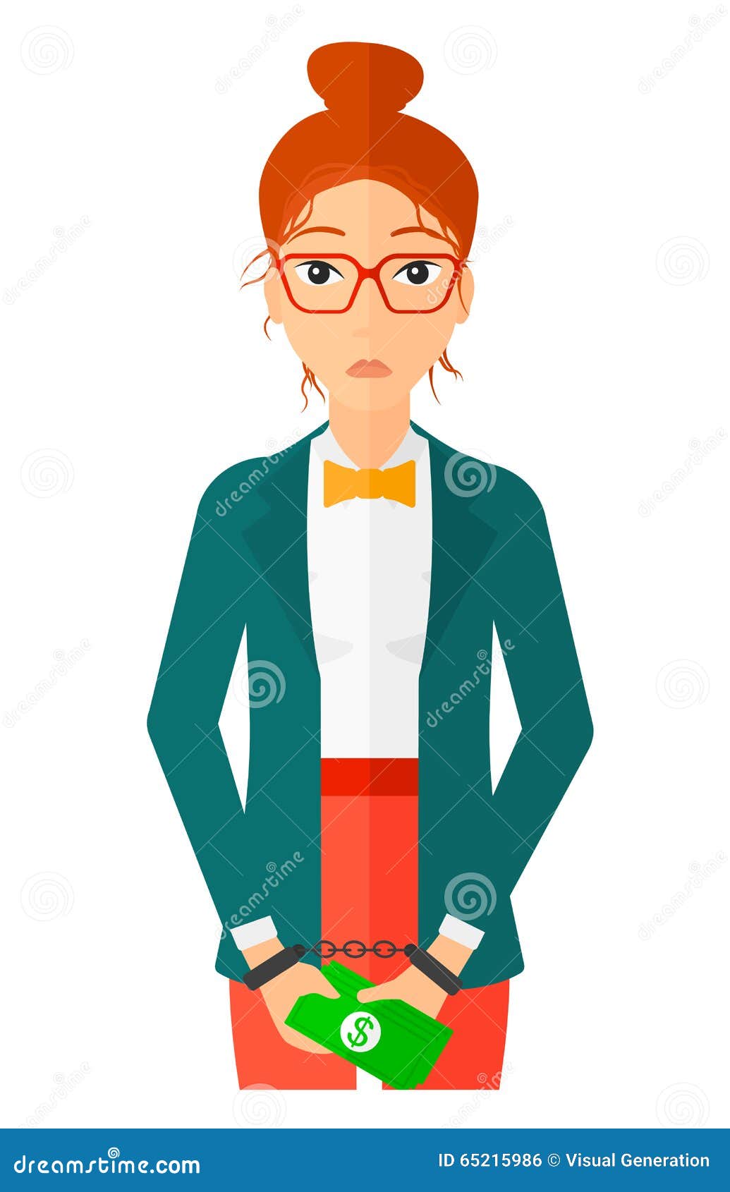 Woman Handcuffed For Crime Stock Vector Illustration Of Bribe 65215986