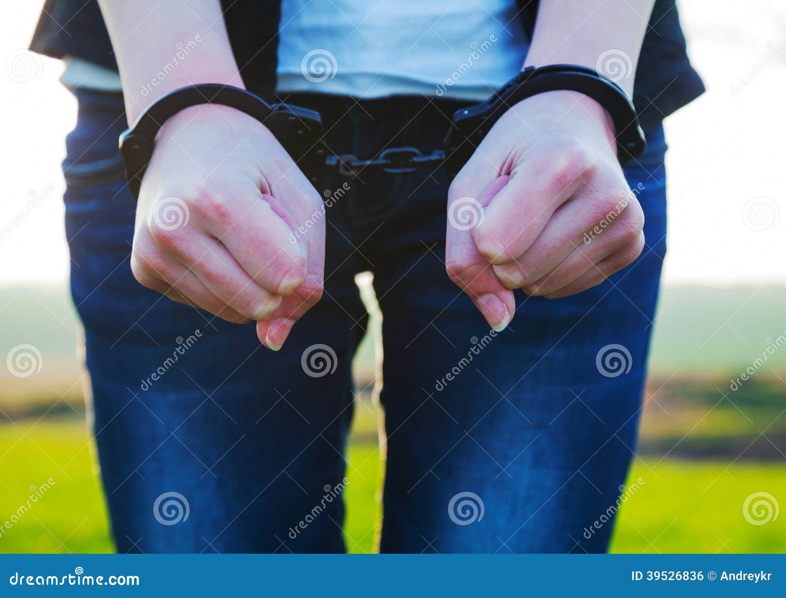 Woman with Handcuffed Hands Stock Photo - Image of limited, call: 39526836
