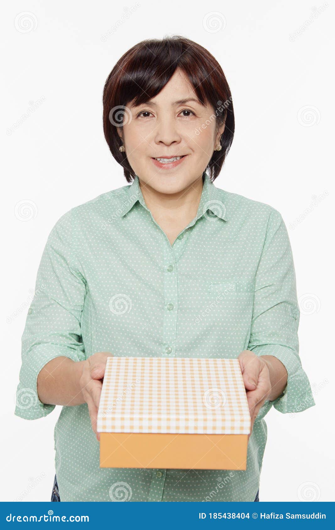 Woman Handing Out a Gift Box Stock Photo - Image of lifestyle, mature ...