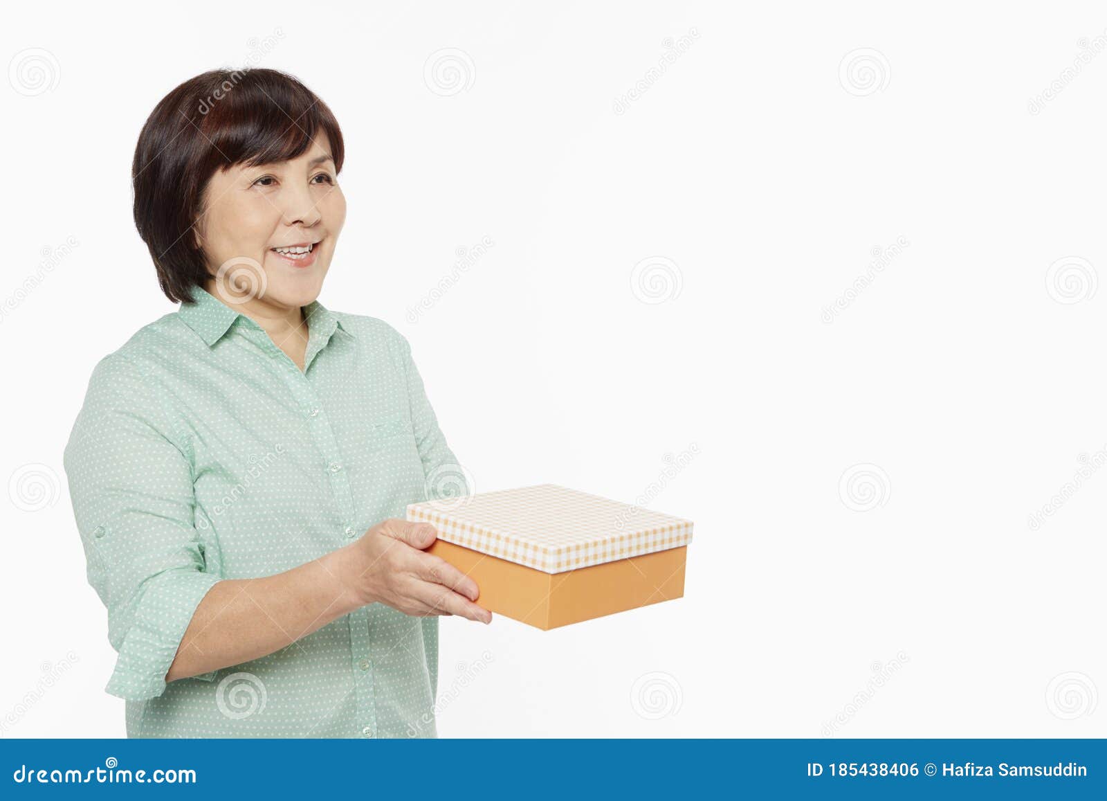 Woman Handing Out a Gift Box Stock Photo - Image of isolated, casual ...