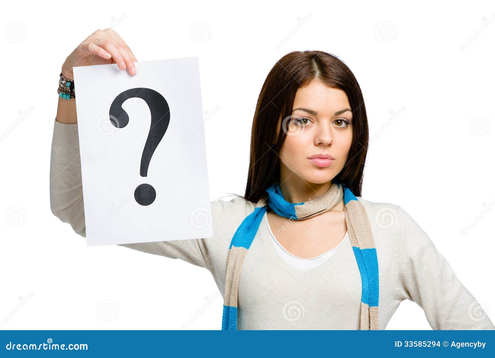 Woman Handing Question Mark Stock Photo - Image of adult, hair: 33585294