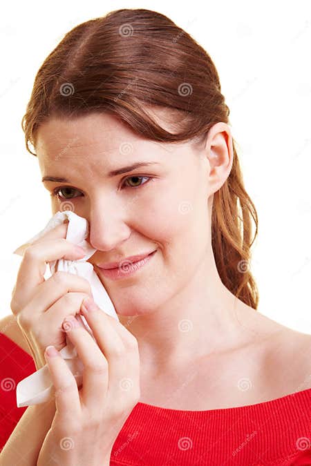 Woman With Handkerchief Crying Stock Image Image Of Handkerchief Head 15154857