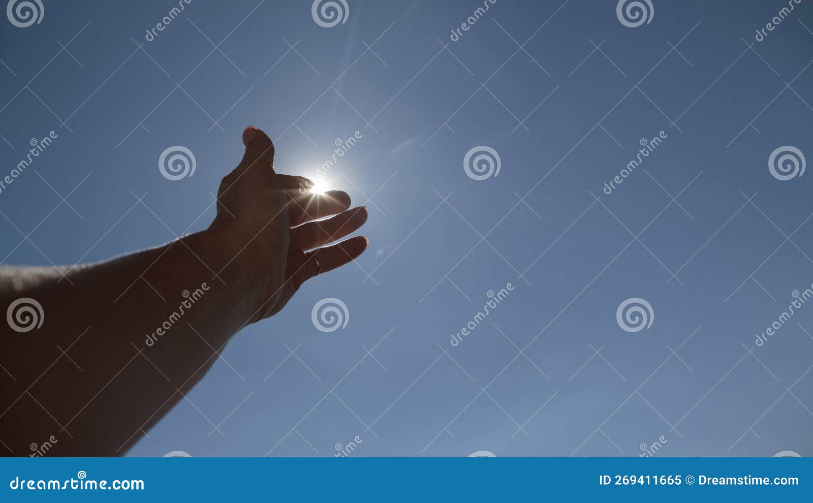 Woman Hands Against Blue Sky and Sun Stock Image - Image of leisure ...