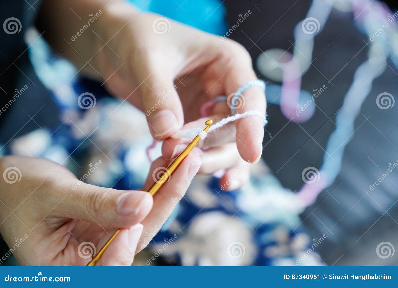 Woman Hands Crocheting with Hook Stock Image - Image of home ...