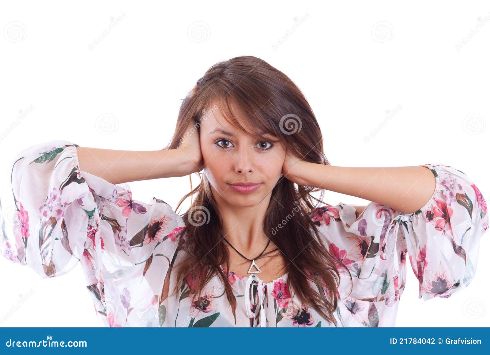 Woman with hands on ears stock photo. Image of closeup - 21784042