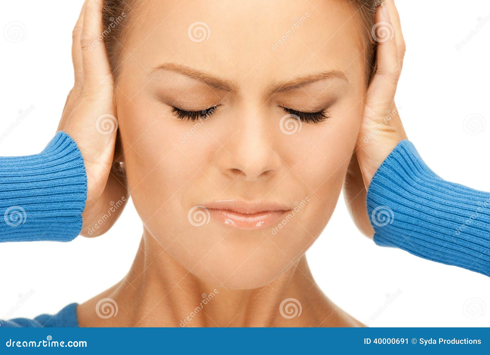 Woman with hands on ears stock image. Image of crisis - 40000691