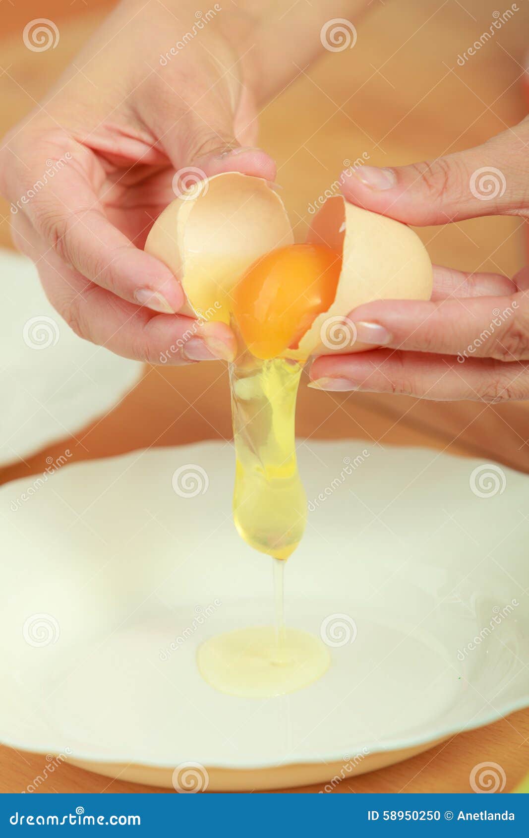 Woman Hands with Egg in a Kitchen Stock Photo - Image of crack, bowl ...