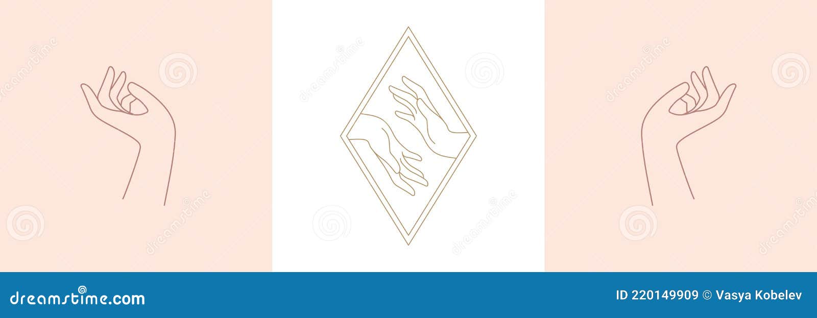 Woman Hands Gestures in Boho Linear Style Vector Illustrations Set ...