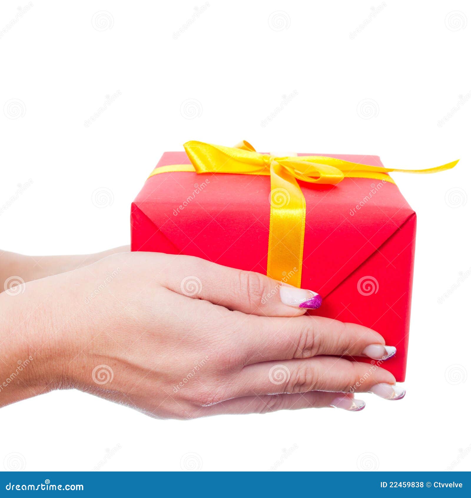 Woman hands giving a gift stock photo. Image of shopping - 22459838
