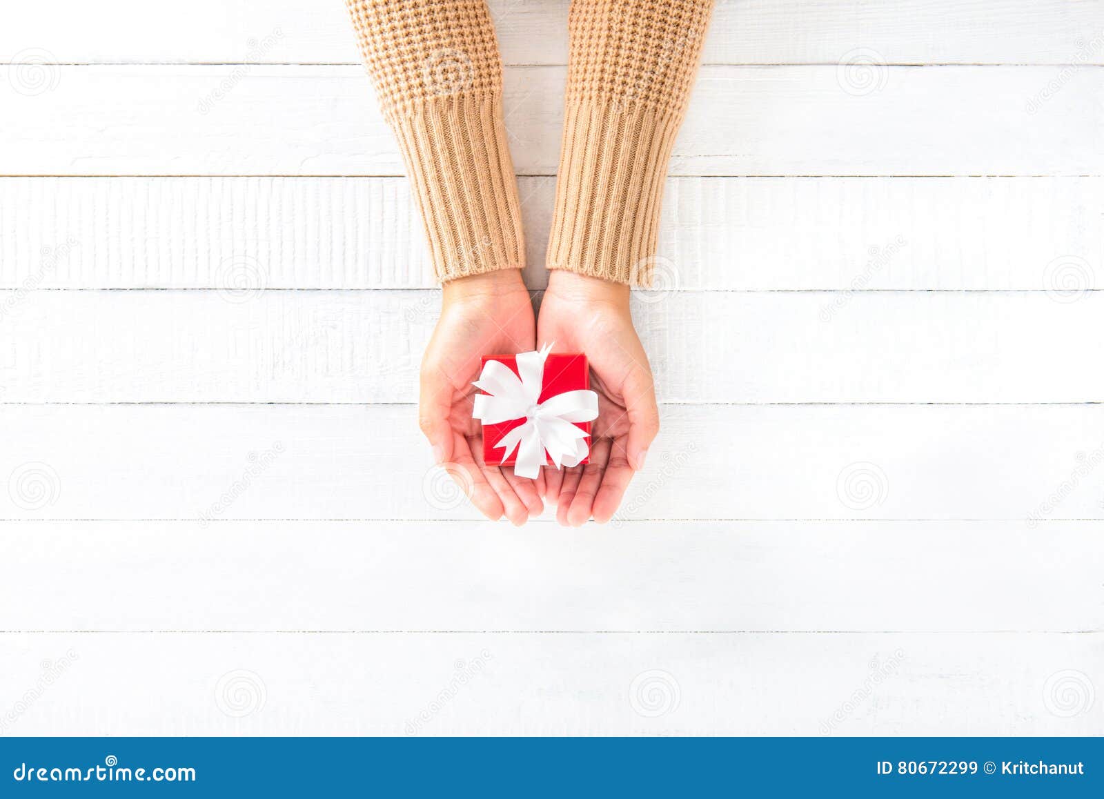 Woman Hands Giving Small Red Gift Box Stock Image - Image of reward ...