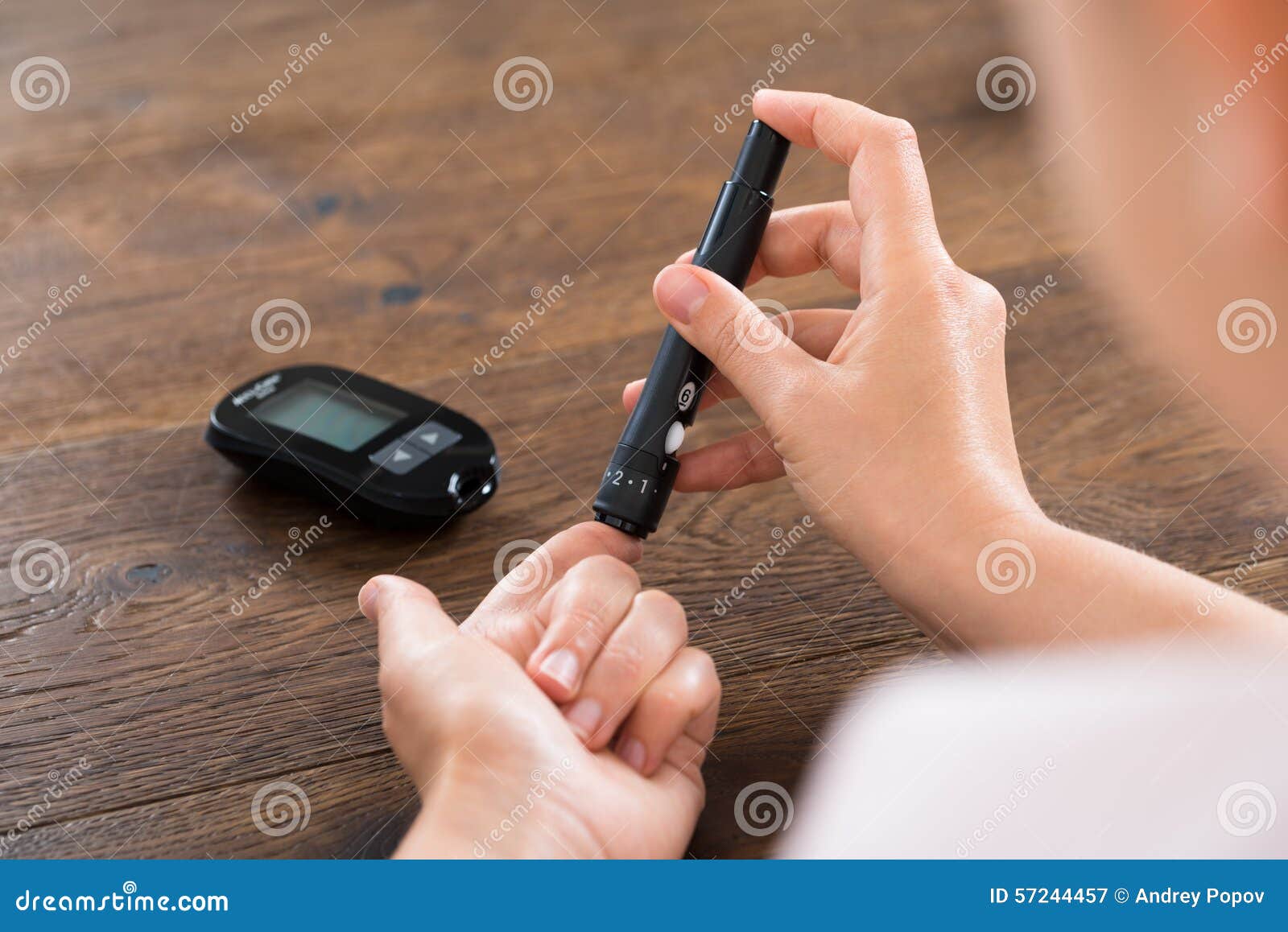 Woman Use Glucometer For Test Sugar Blood Level For Diabetes, Insulin ...