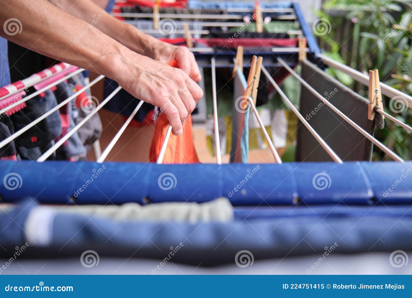 Woman Hands Hanging Up Laundry Stock Image - Image of home, laundry ...