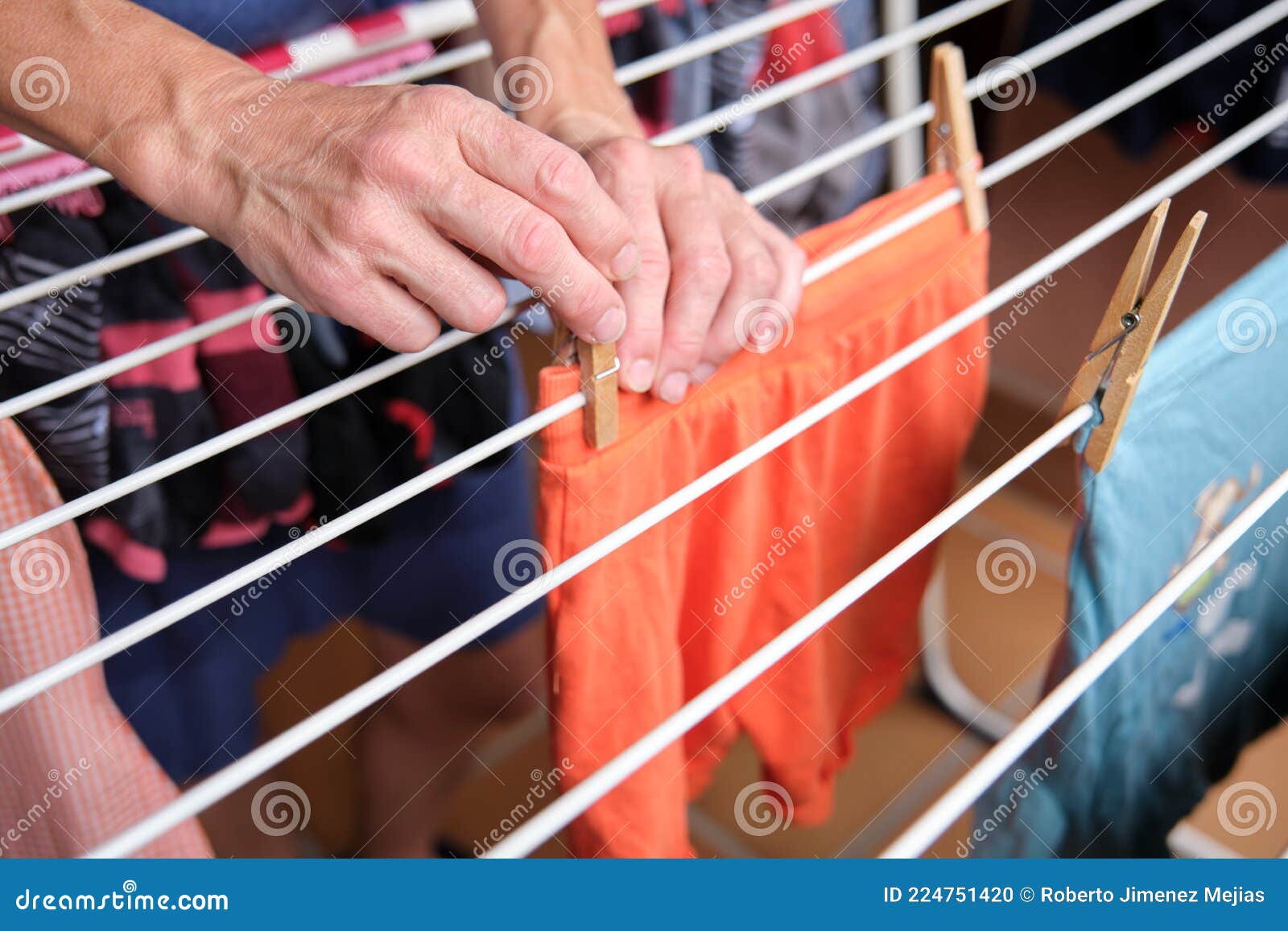 Woman Hands Hanging Up Laundry Stock Photo - Image of hygiene, womans ...
