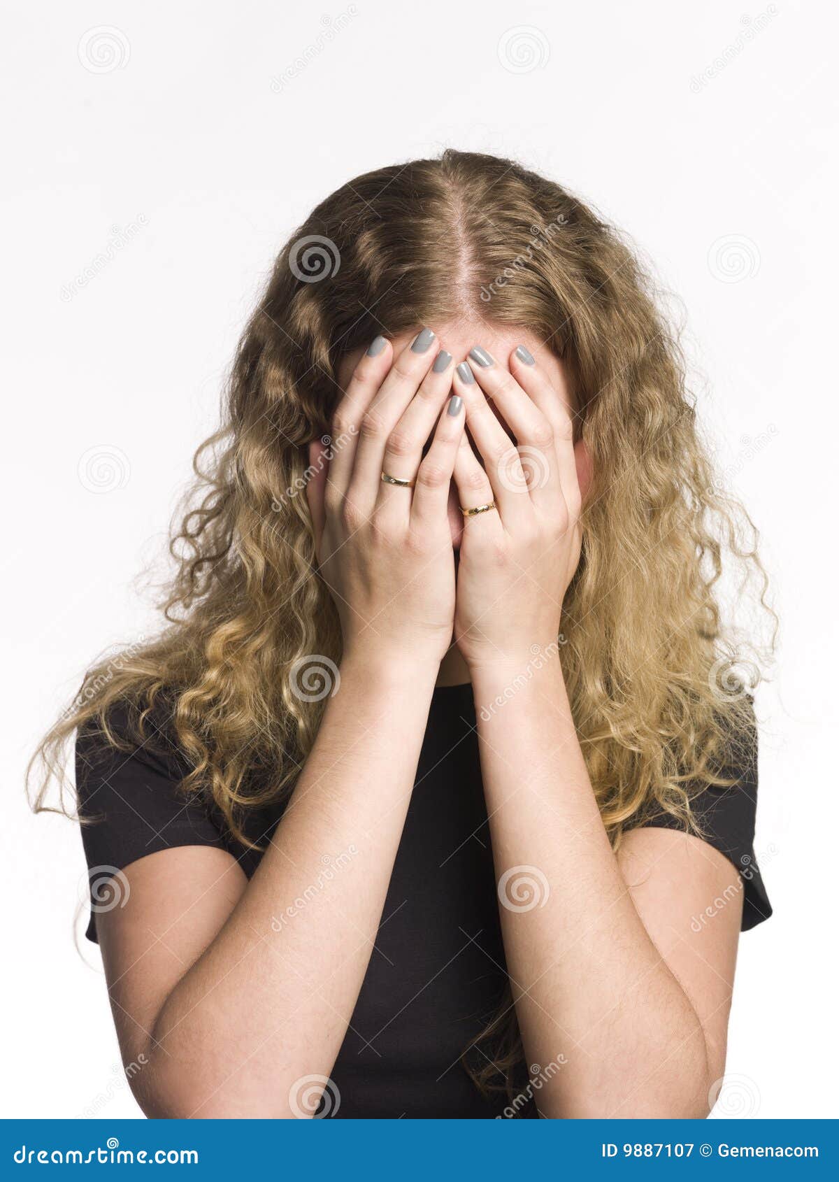 Woman with Hands in Her Face Stock Image - Image of fashion, hands: 9887107