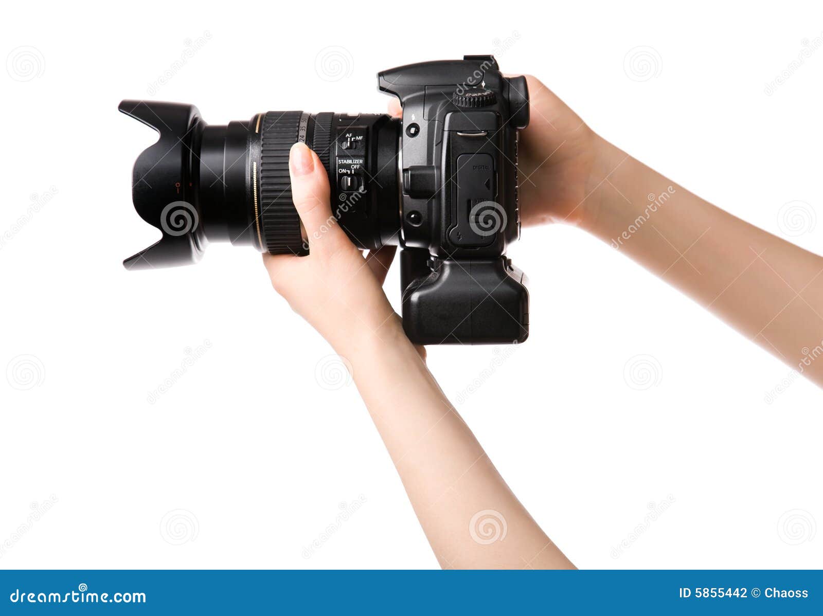 Woman Hands Holding Professional Photo Camera Stock Photo - Image of ...