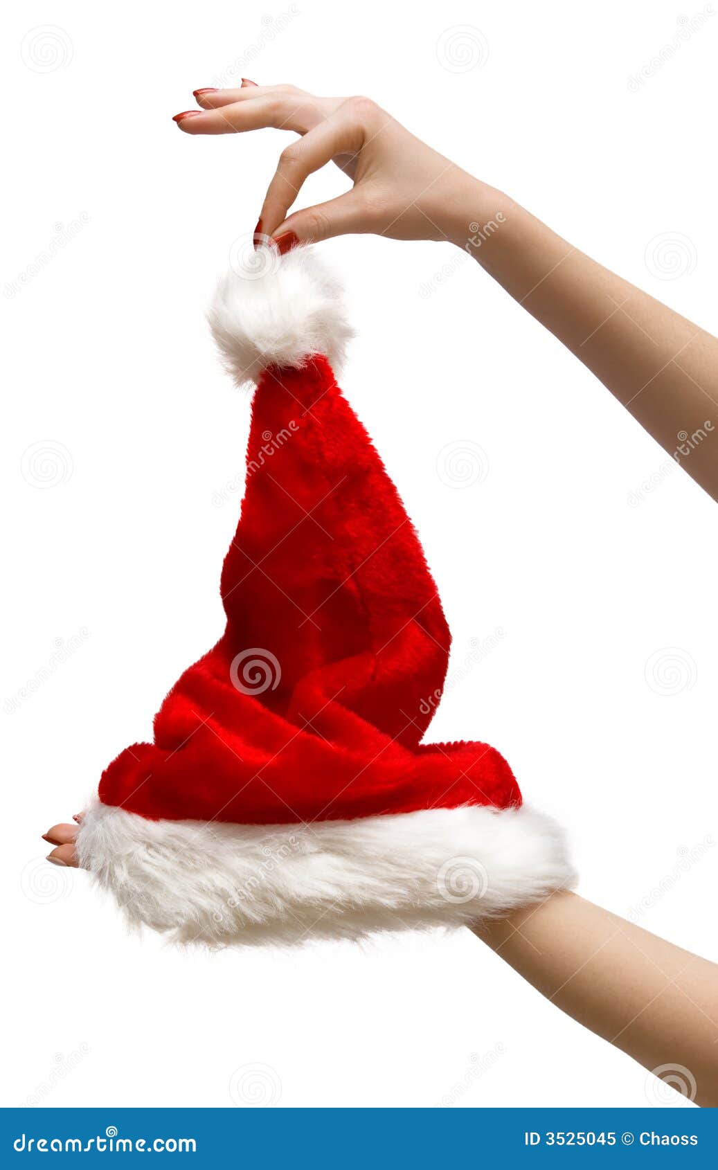 Woman Hands Holding Santa Hat Stock Image - Image of hand, raise: 3525045