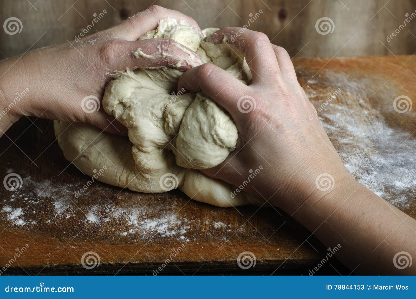 Woman hands kneading dough stock image. Image of food - 78844153