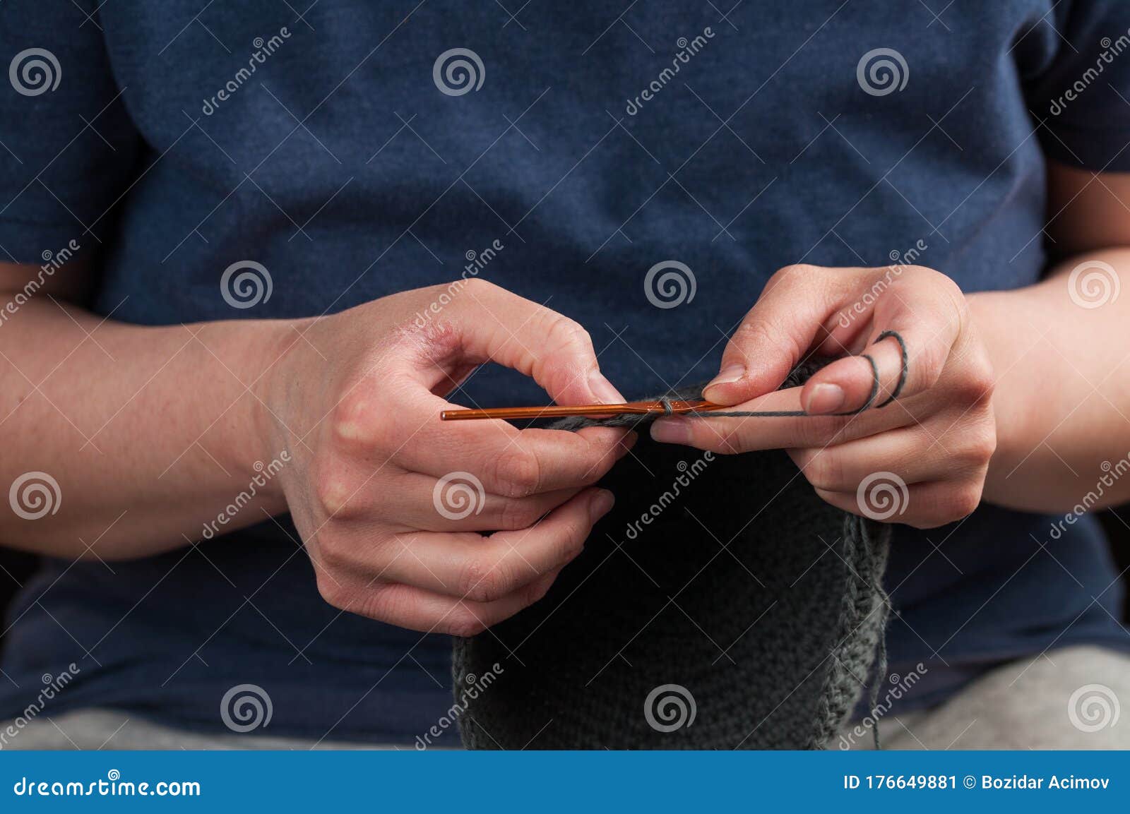 Woman Hands Knitting Crochet.Crochet Hook Stock Image - Image of hand ...