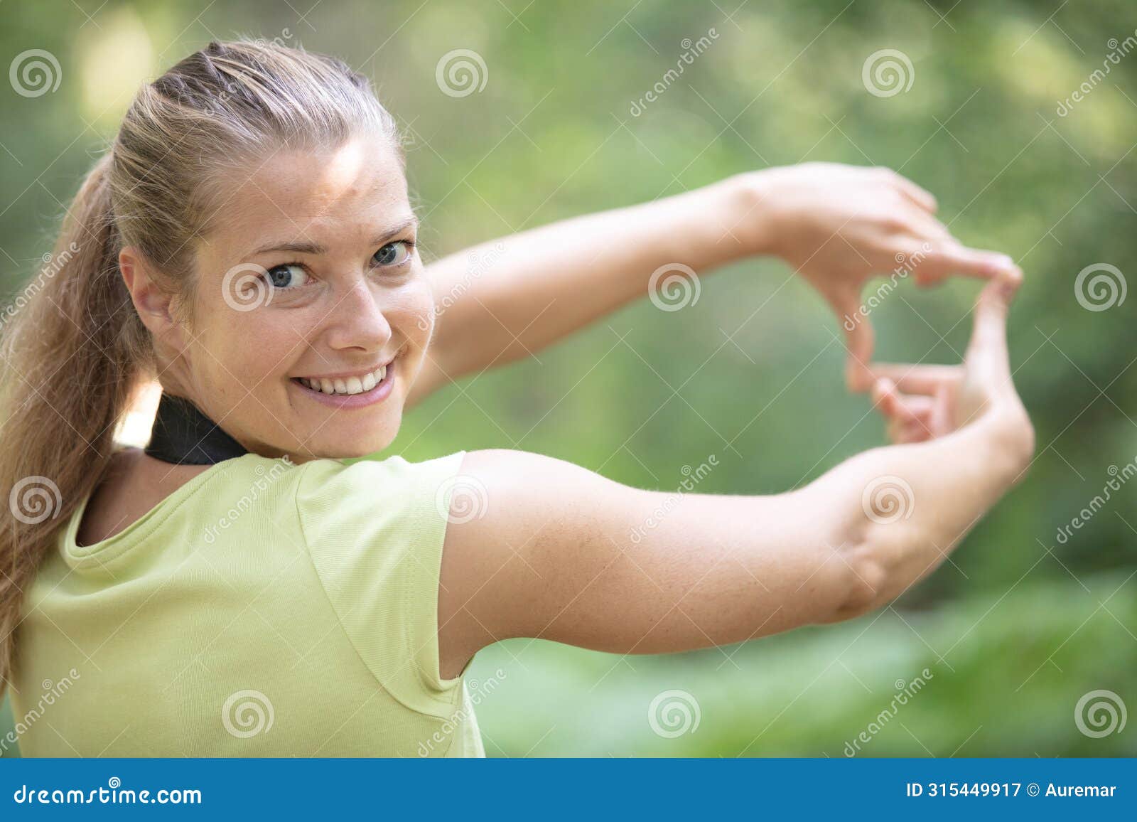 Woman Hands Making Frame Gesture Outdoors Stock Image - Image of person ...