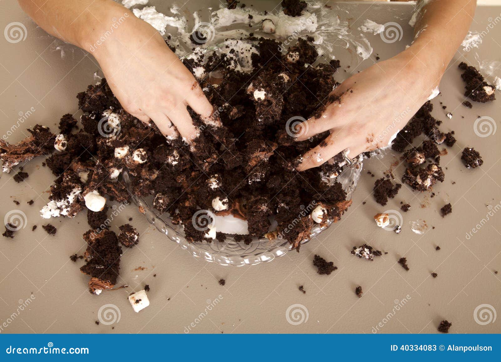 Woman hands messy in cake stock image. Image of diet - 40334083