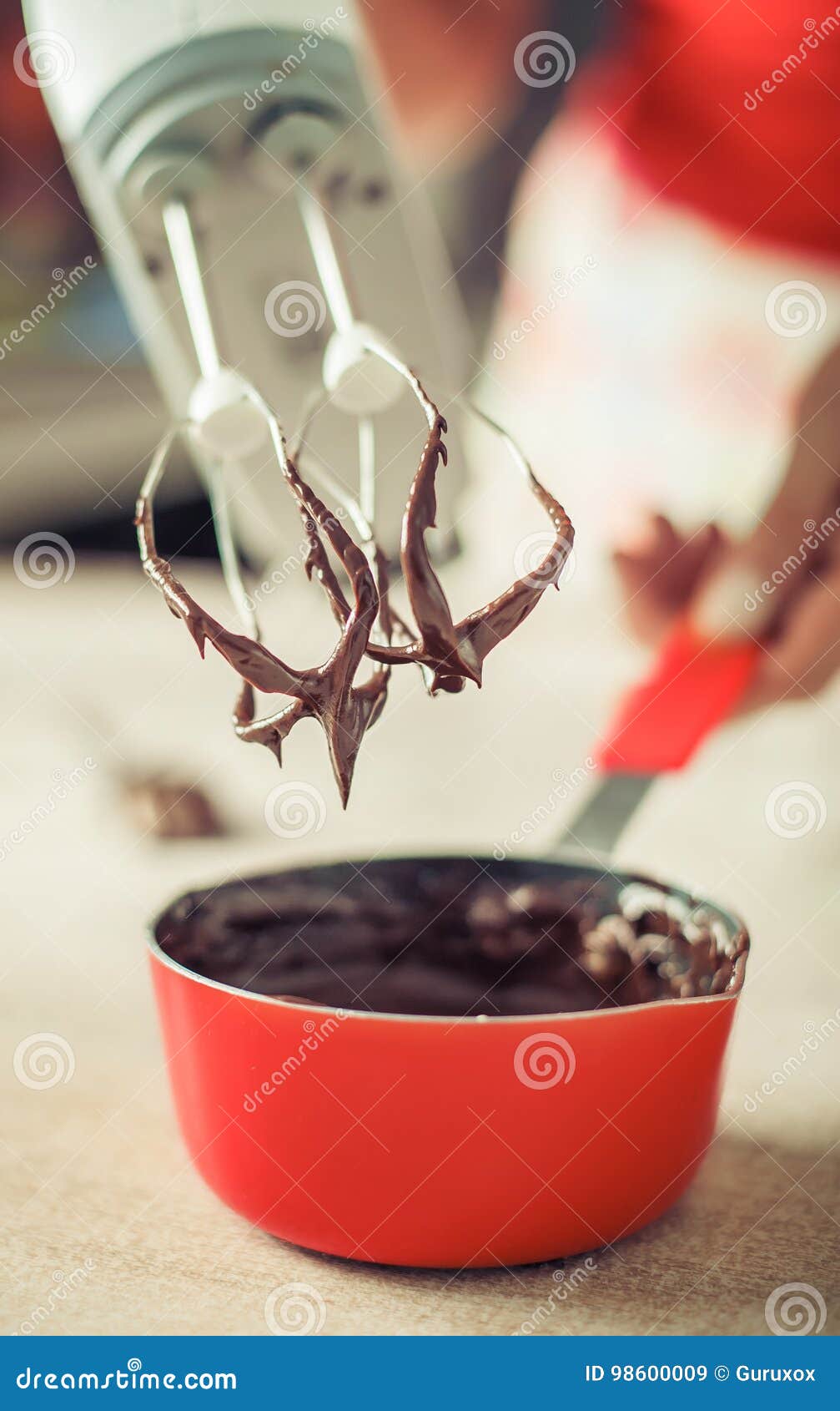Woman Hands Mixing Melted Chocolate in the Kitchen Stock Image - Image ...