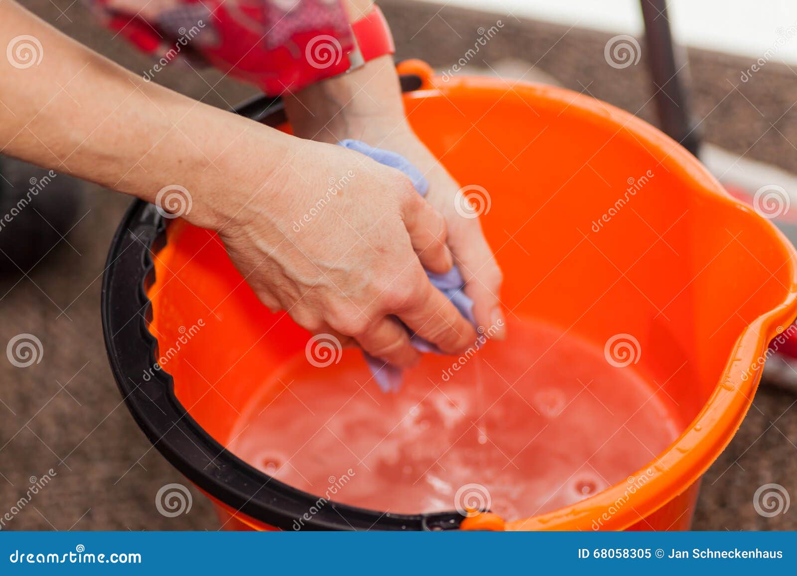 Woman Hands in a Mop Bucket Stock Image - Image of people, hygiene ...